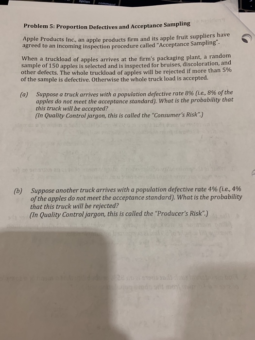 Solved Problem 5: Proportion Defectives and Acceptance | Chegg.com