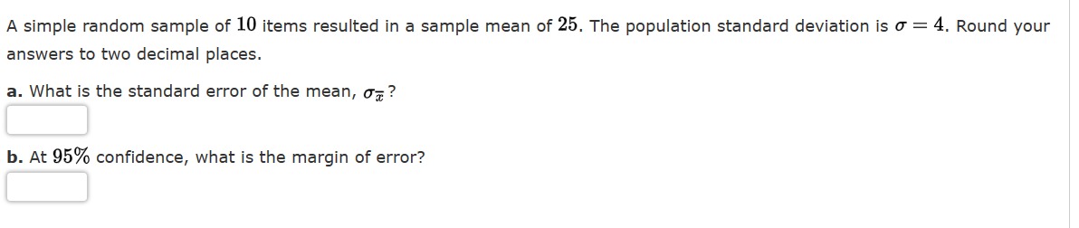 Solved A simple random sample of 10 ﻿items resulted in a | Chegg.com