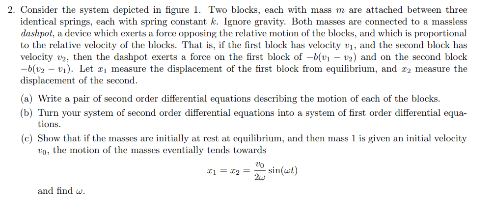 Solved 2. Consider the system depicted in figure 1. Two | Chegg.com