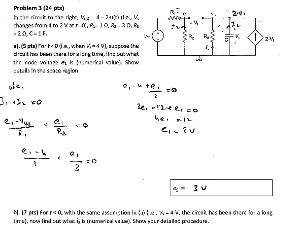 Solved Problem 3 (24 pts)in ﻿the circuit to ﻿the right, | Chegg.com