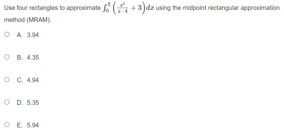 Solved 1) Use four rectangles to approximate ∫20 (x^2/x-4 | Chegg.com
