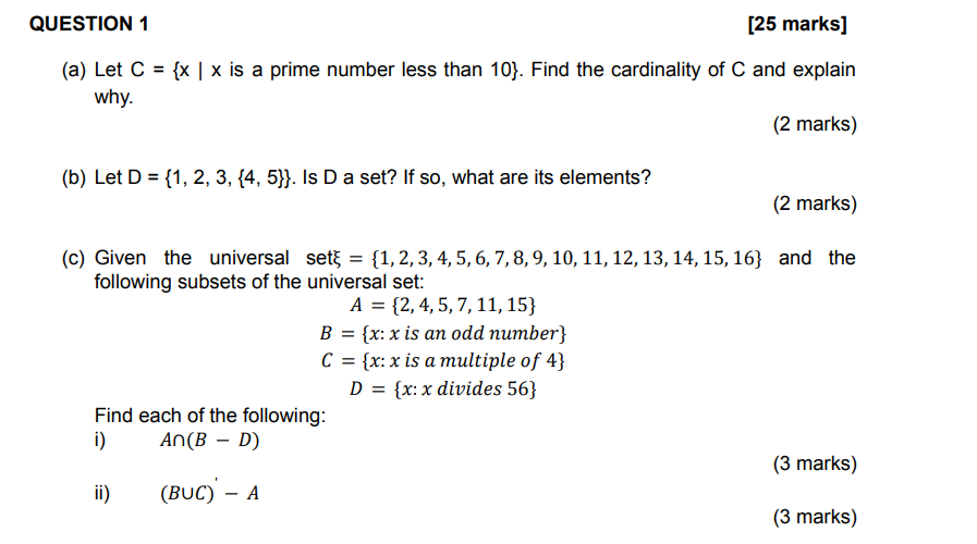 Solved (a) Let C={x∣x is a prime number less than 10}. Find | Chegg.com
