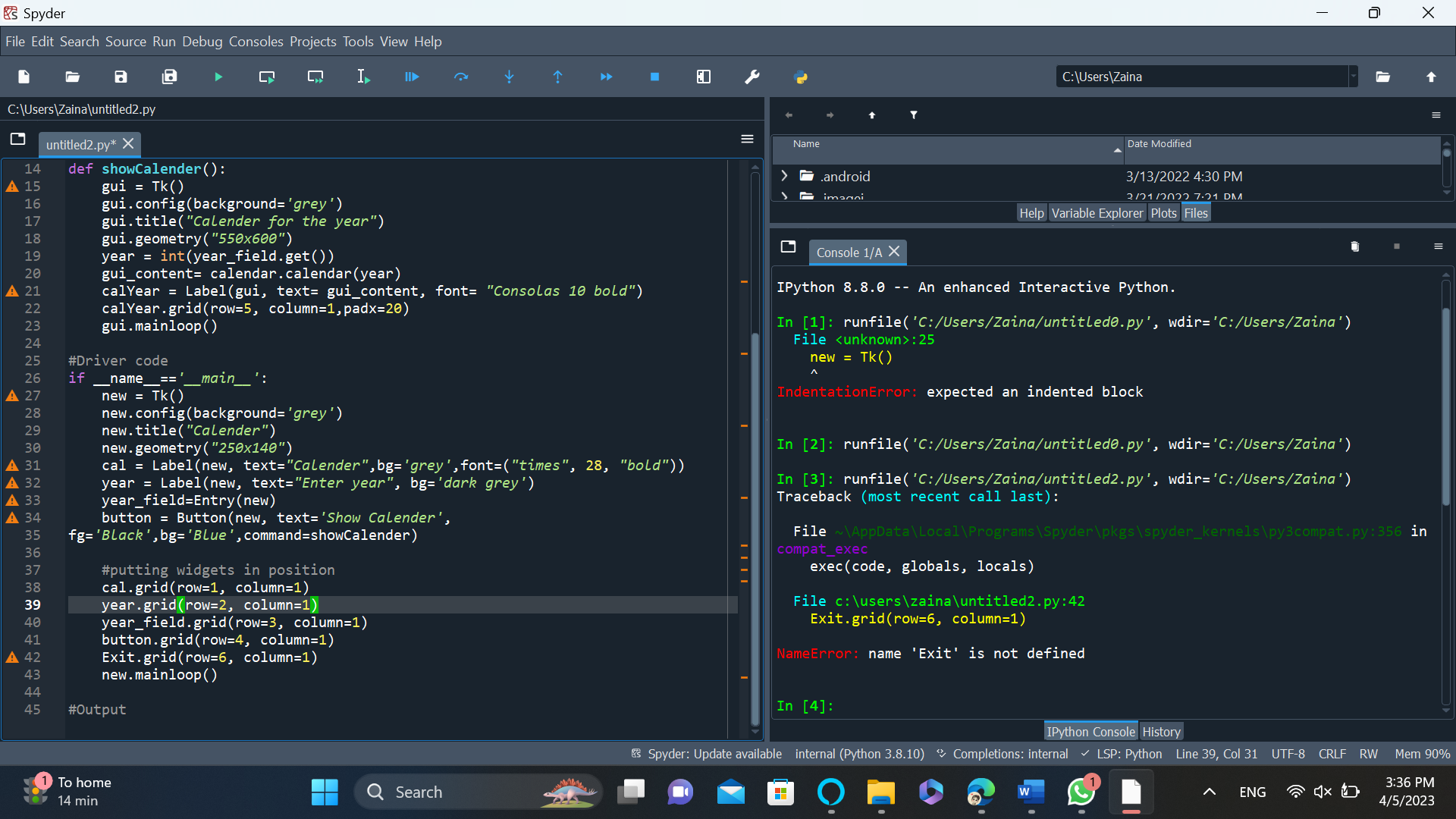 Solved develop a GUI personal planner and activity tracking | Chegg.com