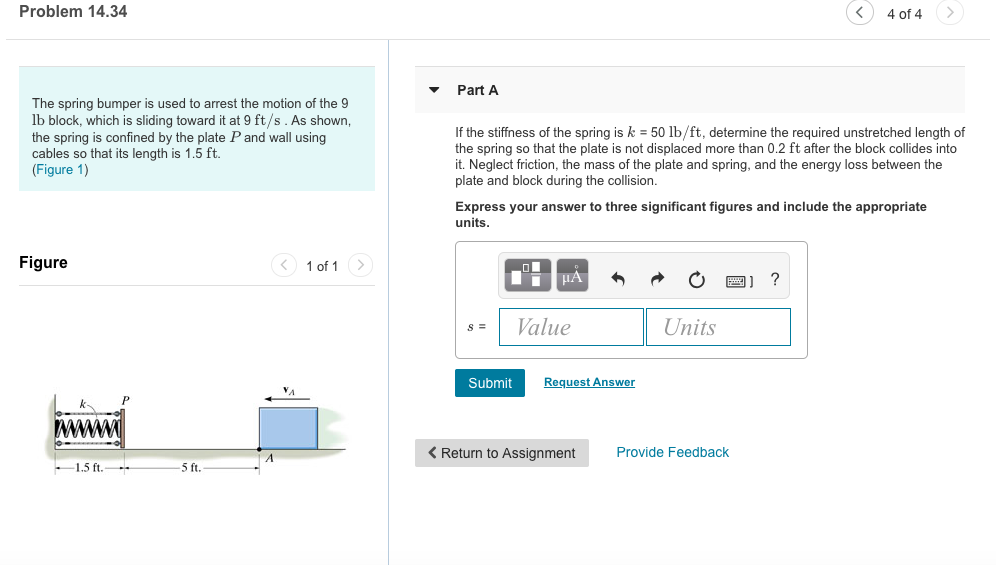 Solved Problem 14.34 4 of4 Part A The spring bumper is used | Chegg.com