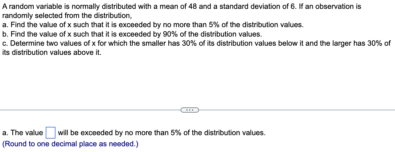 Solved A random variable is normally distributed with a mean | Chegg.com