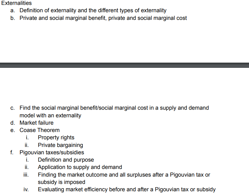 Solved Externalities a. Definition of externality and the | Chegg.com