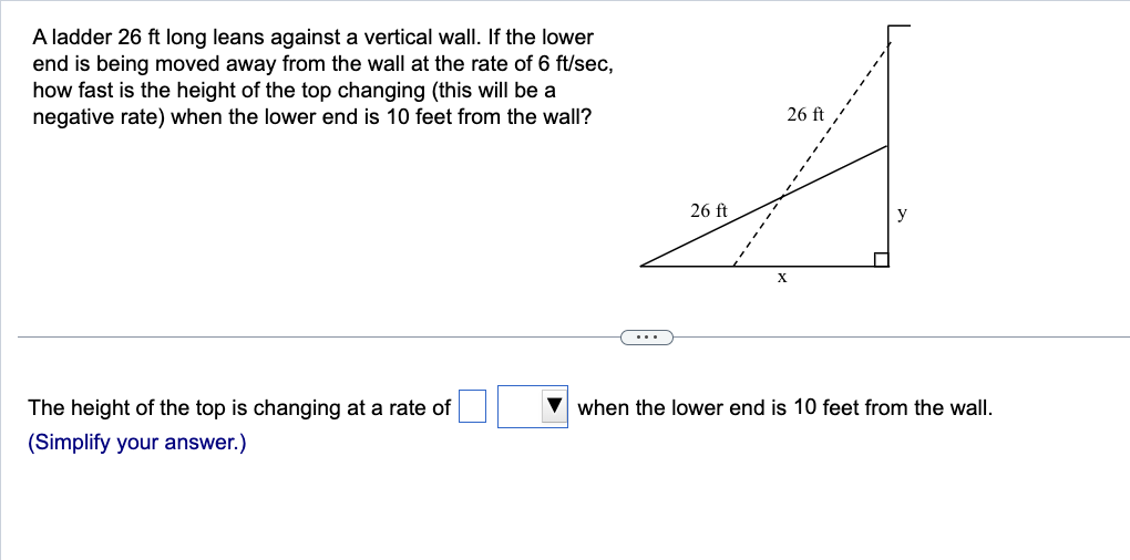 Solved A ladder 26ft long leans against a vertical wall. If | Chegg.com