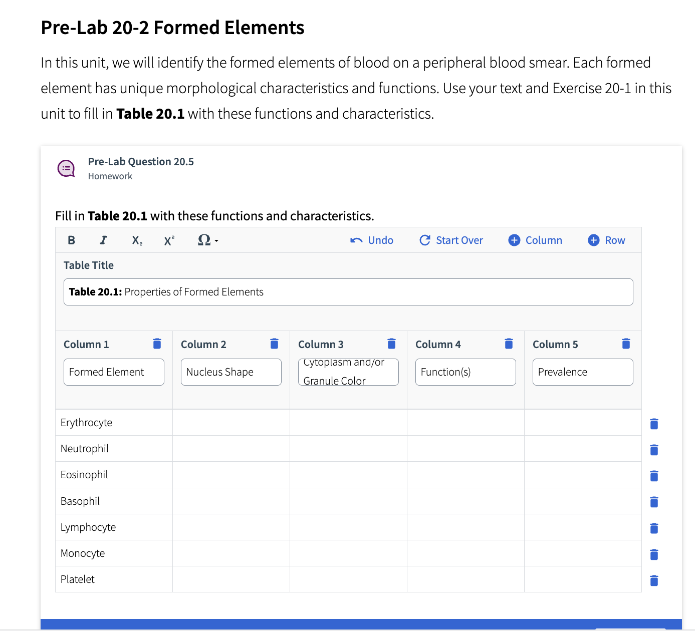 Solved Pre-Lab 20-2 Formed Elements In this unit, we will | Chegg.com