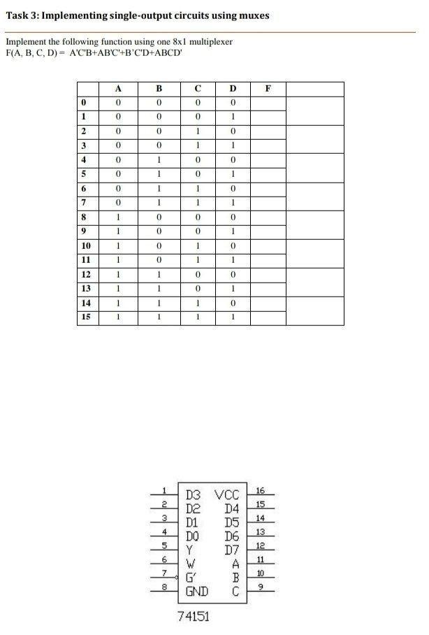 Solved Task 3 Implementing Single Output Circuits Using 6423