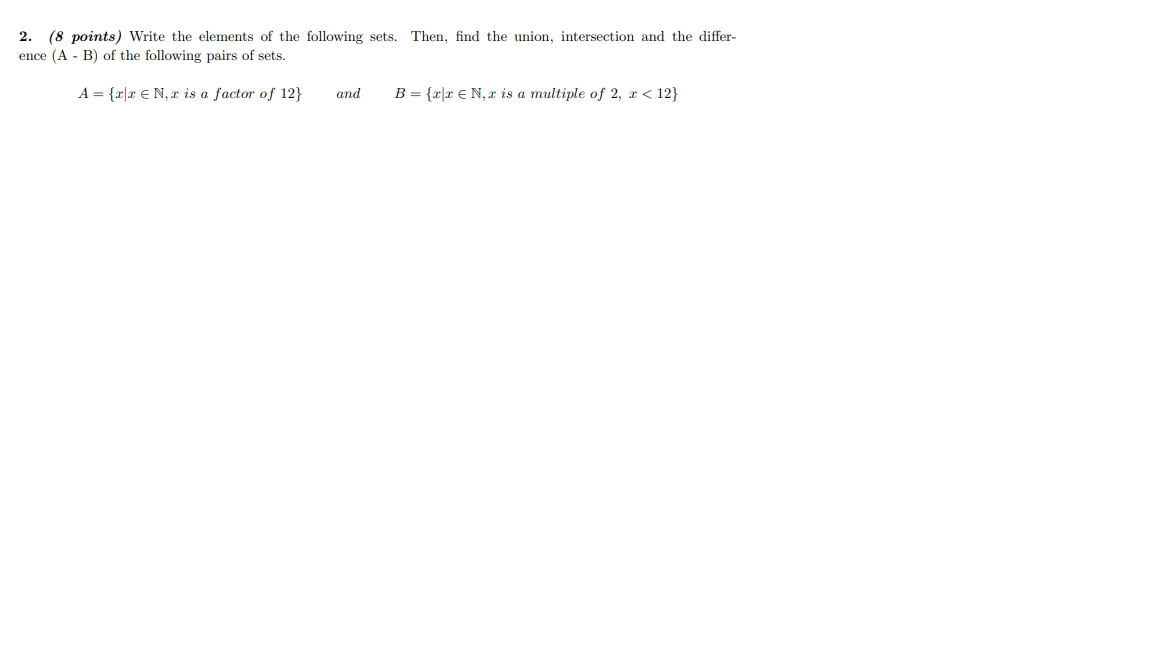Solved 2. (8 points) Write the elements of the following | Chegg.com