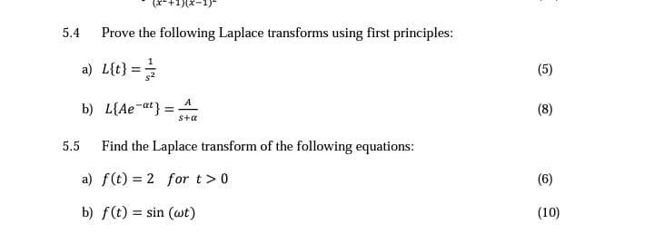 Solved 5.4 Prove the following Laplace transforms using | Chegg.com