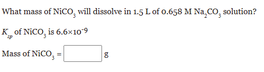 Solved What mass of NiCO3 ﻿will dissolve | Chegg.com