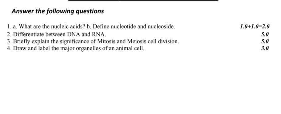 Solved 1. a. What are the nucleic acids? b. Define | Chegg.com