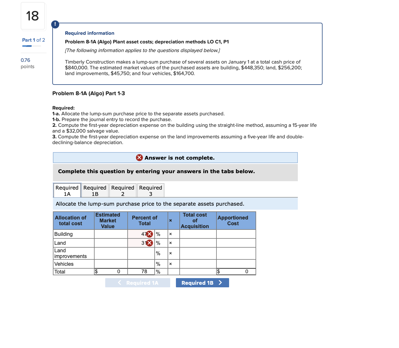 Solved 18!Required informationProblem 8-1A (Algo) ﻿Plant | Chegg.com