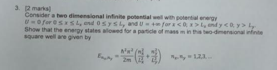 Solved 3. 12 marks] Consider a two dimensional infinite | Chegg.com