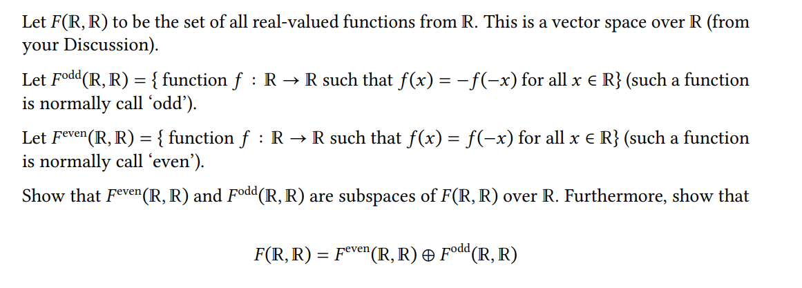 Solved Let F(R,R) to be the set of all real-valued functions | Chegg.com
