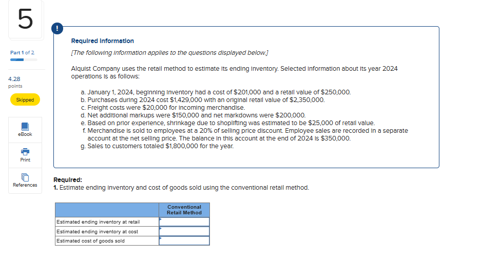 Solved !Required Information[The ﻿following information | Chegg.com