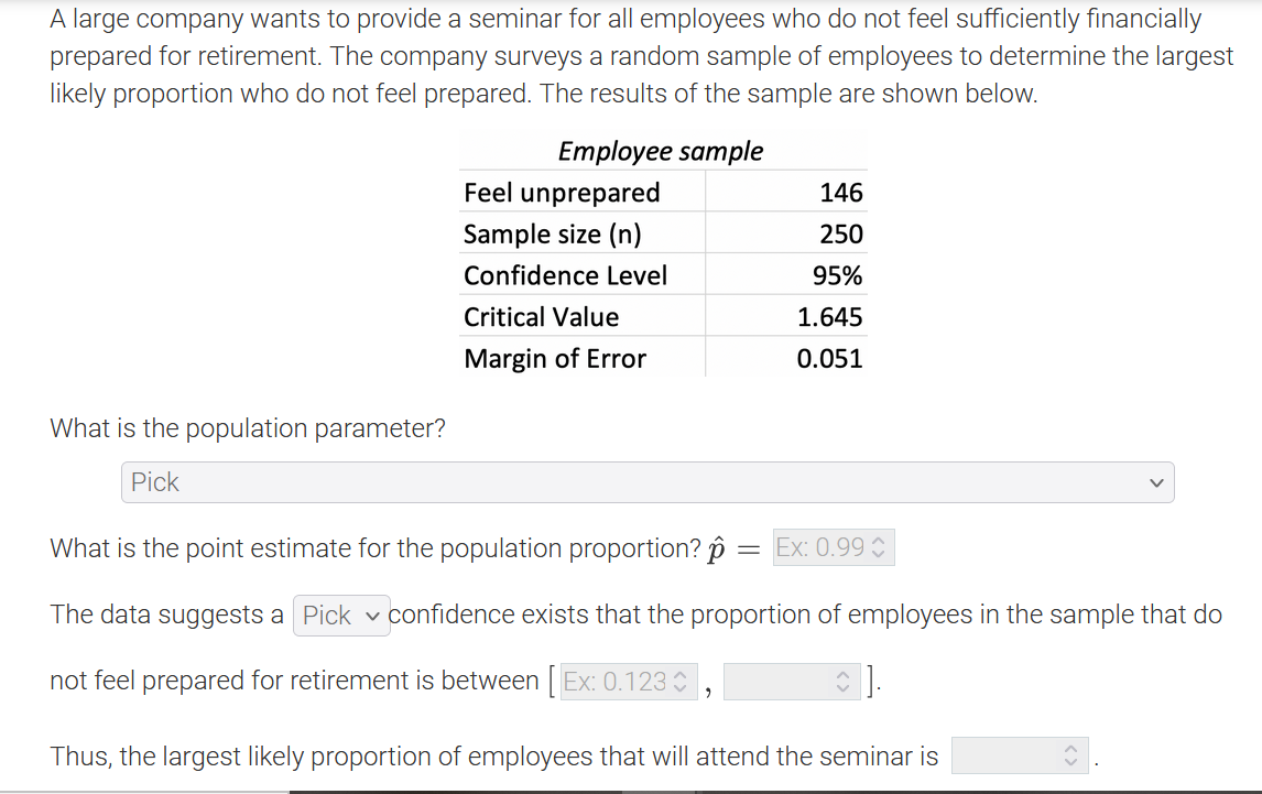 Solved A large company wants to provide a seminar for all | Chegg.com