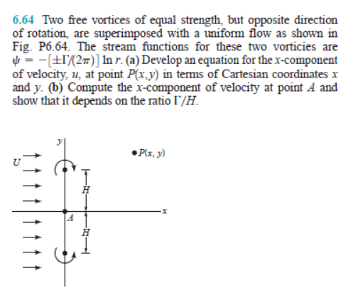 Solved 6.64 Two free vortices of equal strength, but | Chegg.com