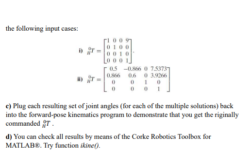 Inverse pose kinematics solution for the planar 3 | Chegg.com