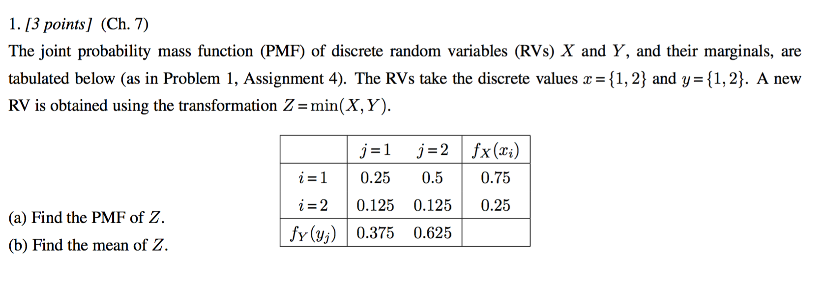 1. [3 points] (Ch. 7) The joint probability mass | Chegg.com