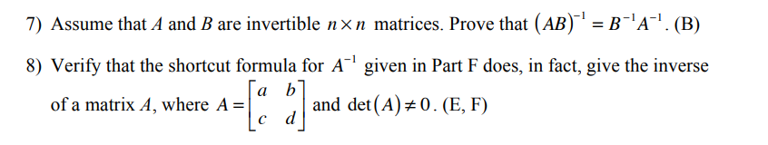 Solved 7) Assume that A and B are invertible nxn matrices. | Chegg.com