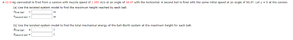 Solved: A 22.0-kg Cannonball Is Fired From A Cannon With M... | Chegg.com