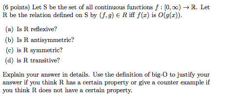 Solved (6 points) Let S be the set of all continuous | Chegg.com