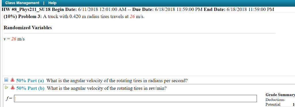 Solved Class Management Help HW #8 Phys211-SU 18 Begin Date: | Chegg.com