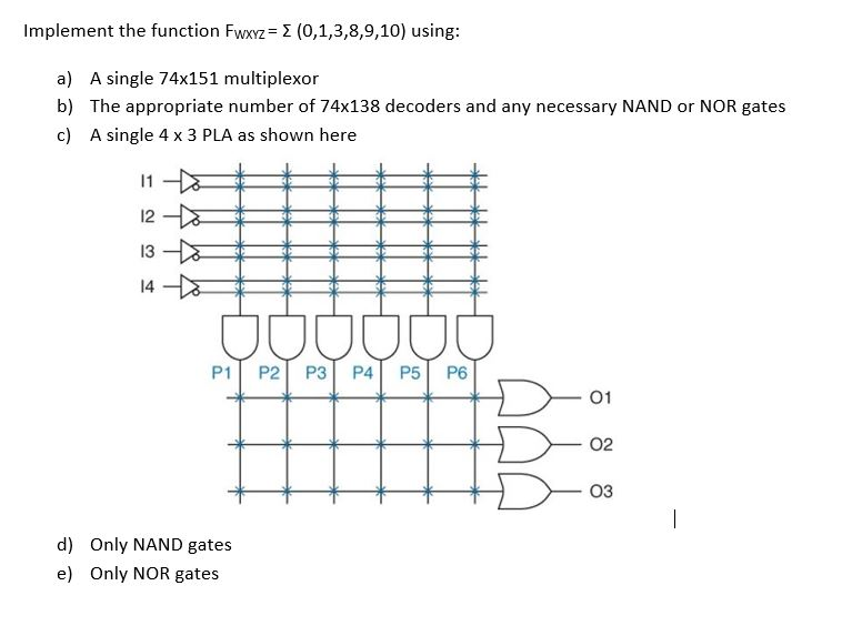 Solved Implement The Function Fwxyz 0138910 Using A 6311