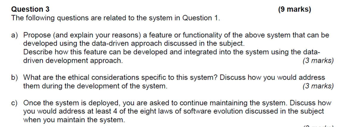 (9 marks) Question 3 The following questions are | Chegg.com
