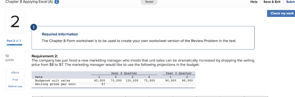 Solved Chapter 8 Applying Excel (A) i Help Subm Saved Save & | Chegg.com