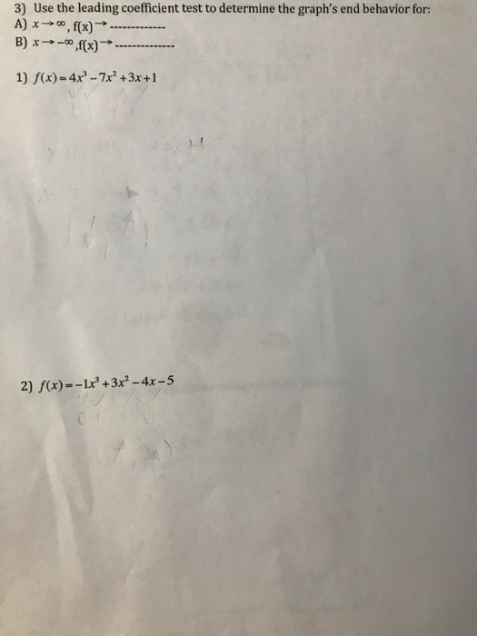Solved 3) Use the leading coefficient test to determine the | Chegg.com