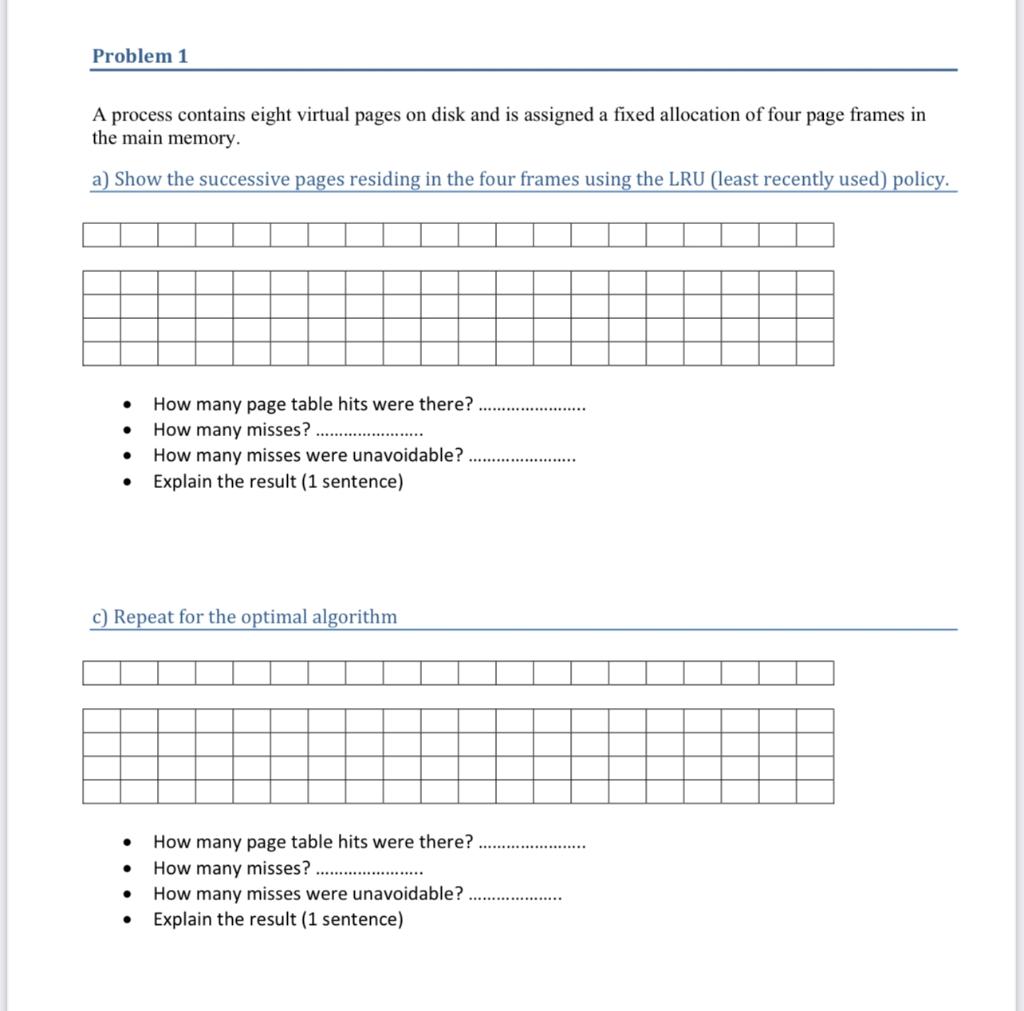 Solved A process contains eight virtual pages on disk and is | Chegg.com