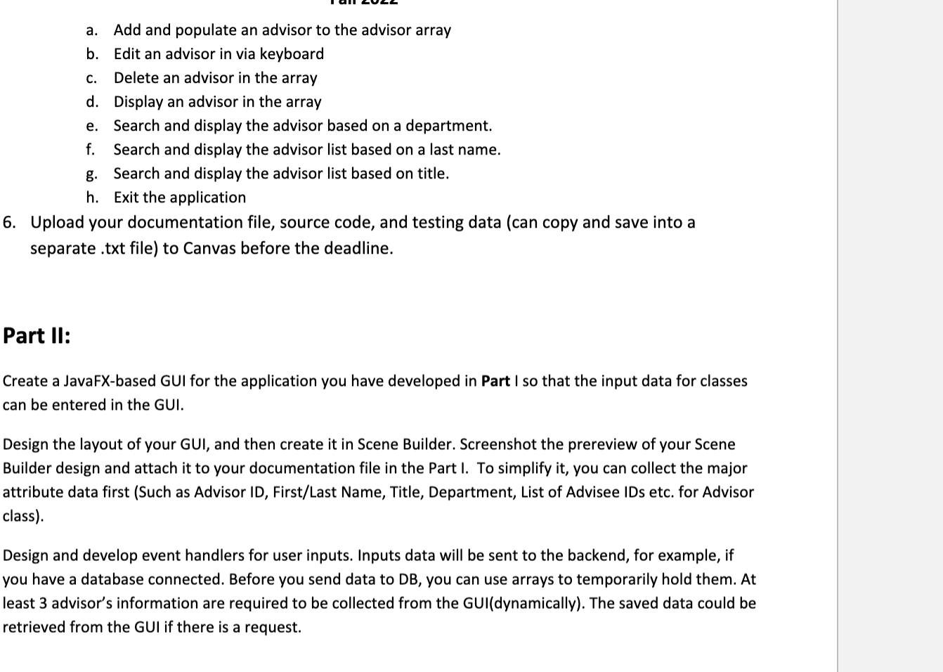 1. Construct a class called "Advisor," which meets | Chegg.com