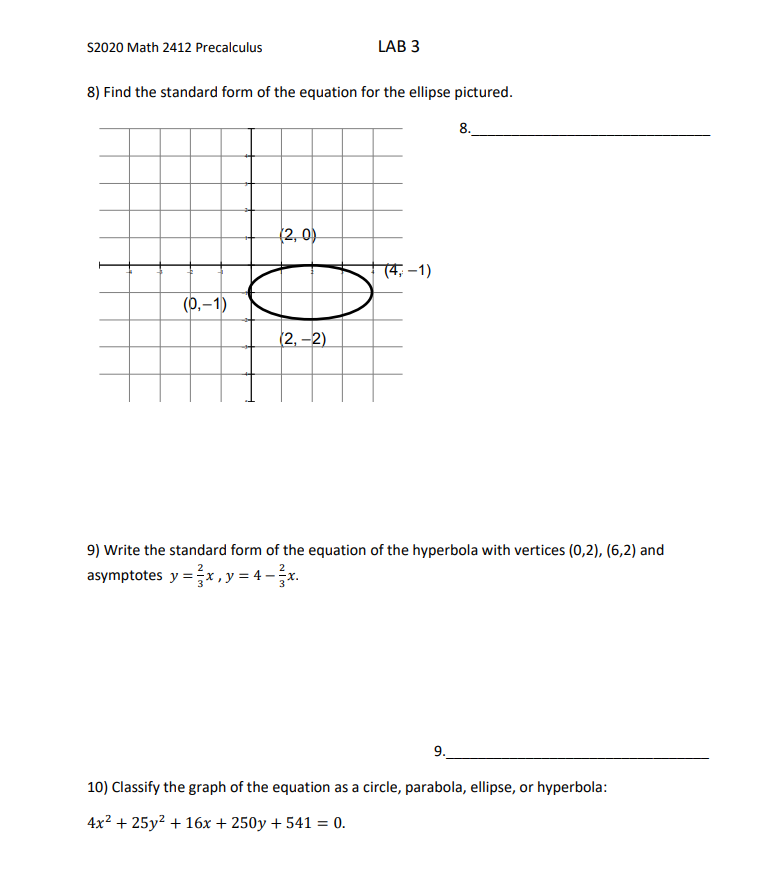 Solved S2020 Math 2412 Precalculus Lab 3 8 Find The Chegg