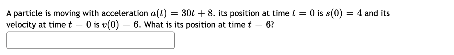 Solved A particle is moving with acceleration a(t)=30t+8. | Chegg.com