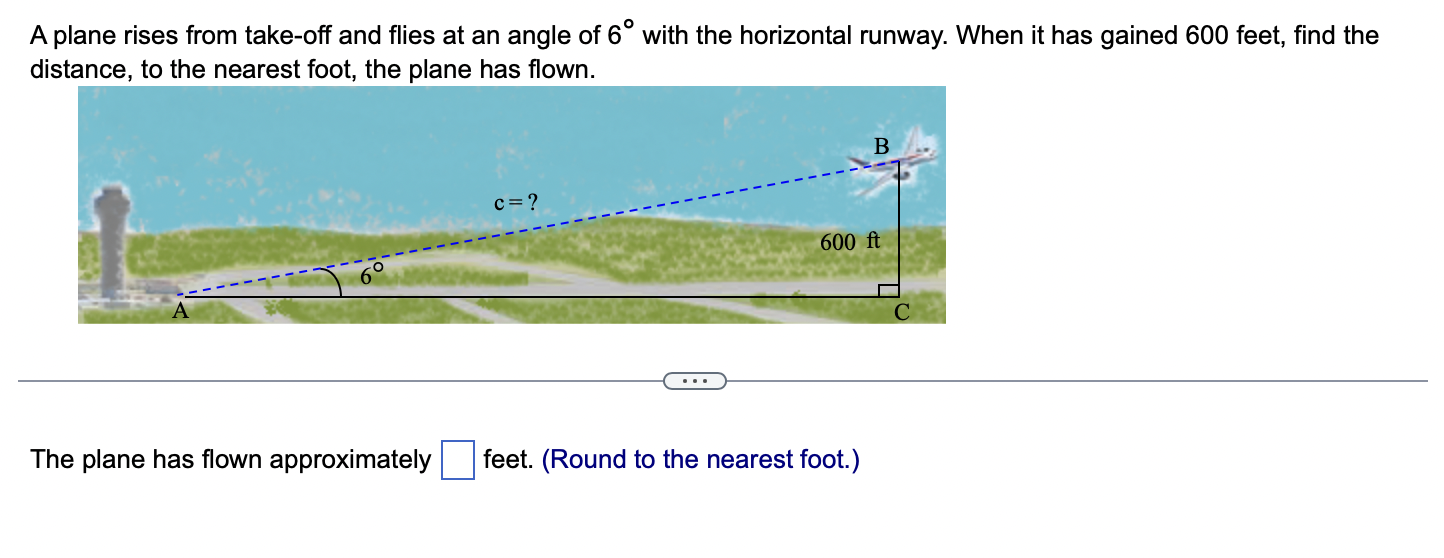 Solved A plane rises from take-off and flies at an angle of | Chegg.com