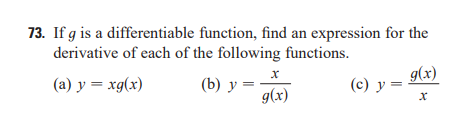 Solved 73. If g is a differentiable function, find an | Chegg.com