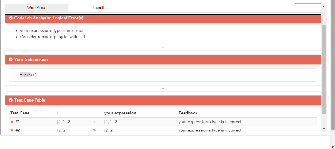 Solved I tried tuple(L) as someone on here stated and it was | Chegg.com