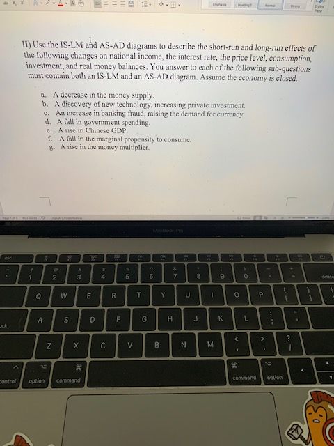 Solved II) Use the IS-LM and AS-AD diagrams to describe the | Chegg.com