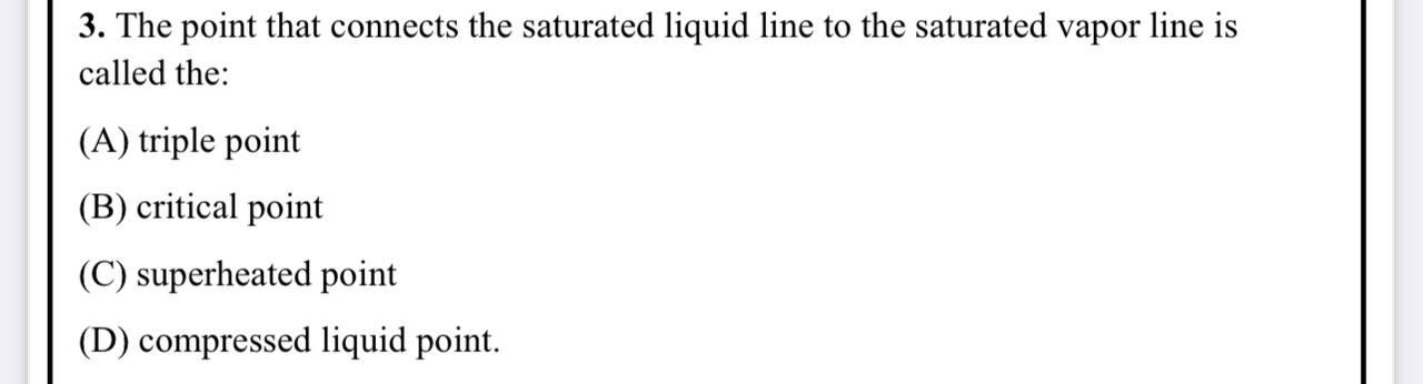 Solved 3. The point that connects the saturated liquid line | Chegg.com