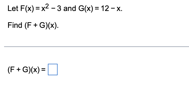 Solved Let f(x)=−5x+2 and g(x)=x2−2. Find the difference | Chegg.com