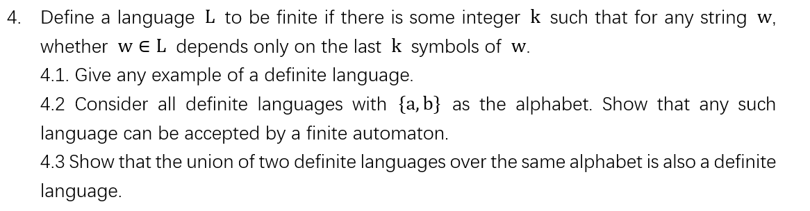 4. Define a language L to be finite if there is some | Chegg.com