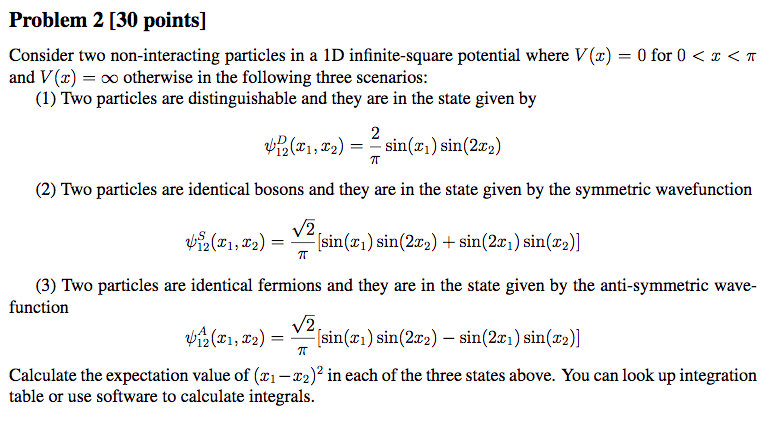 Problem 2 [30 points] Consider two non-interacting | Chegg.com