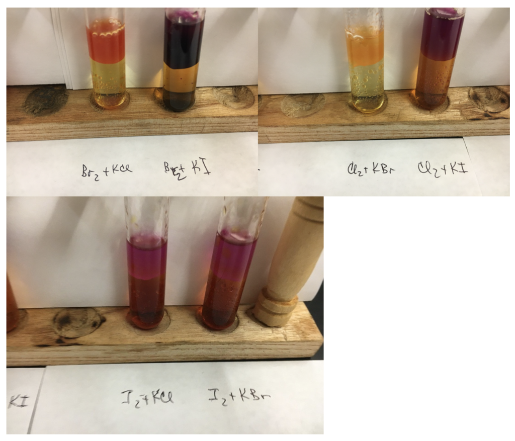 Solved Test for halogen replacement reactions Reaction | Chegg.com