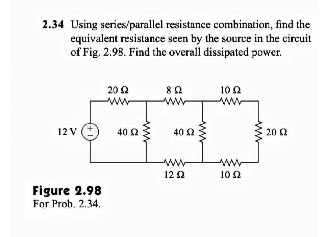 Solved 2 34 Using Series Parallel Resistance Combination