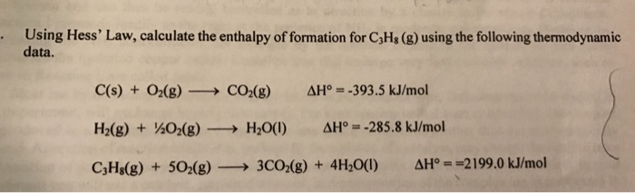 Solved Using Hess' Law, calculate the enthalpy of formation | Chegg.com