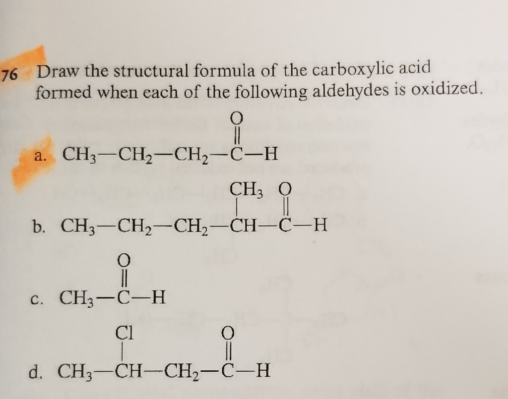Solved Draw the structural formula of the carboxylic acid | Chegg.com