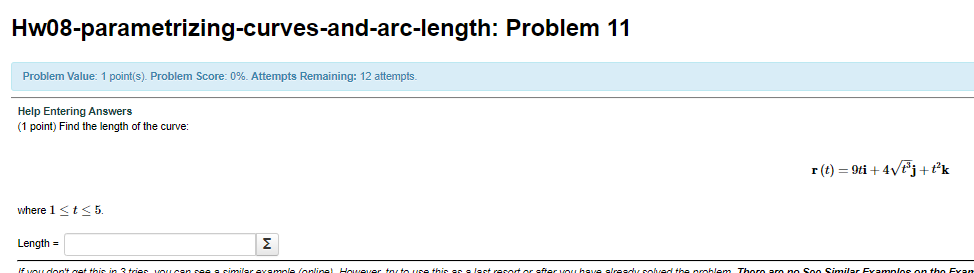 Solved Hw08-parametrizing-curves-and-arc-length: Problem 11 | Chegg.com